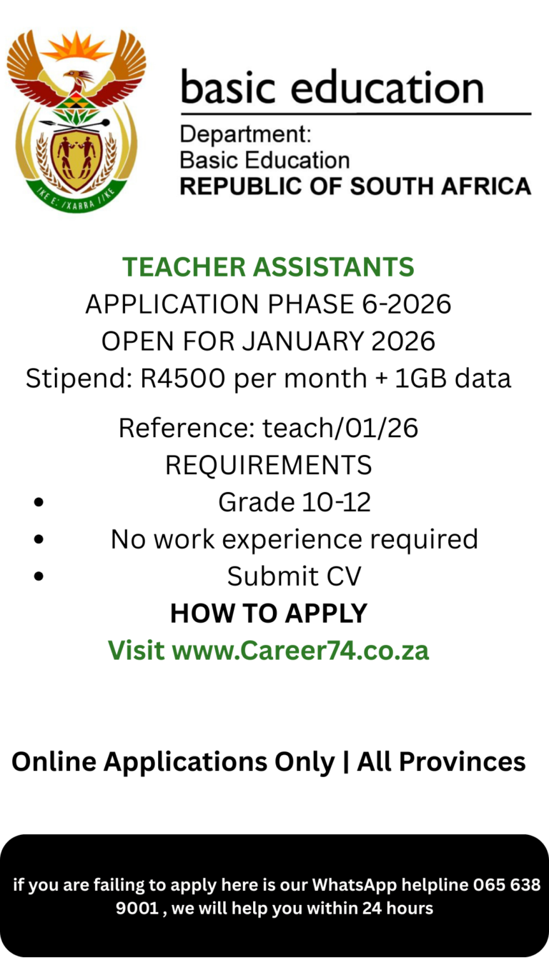 Teacher Assistant Jobs 2026 in South Africa | Apply Online for Public ...